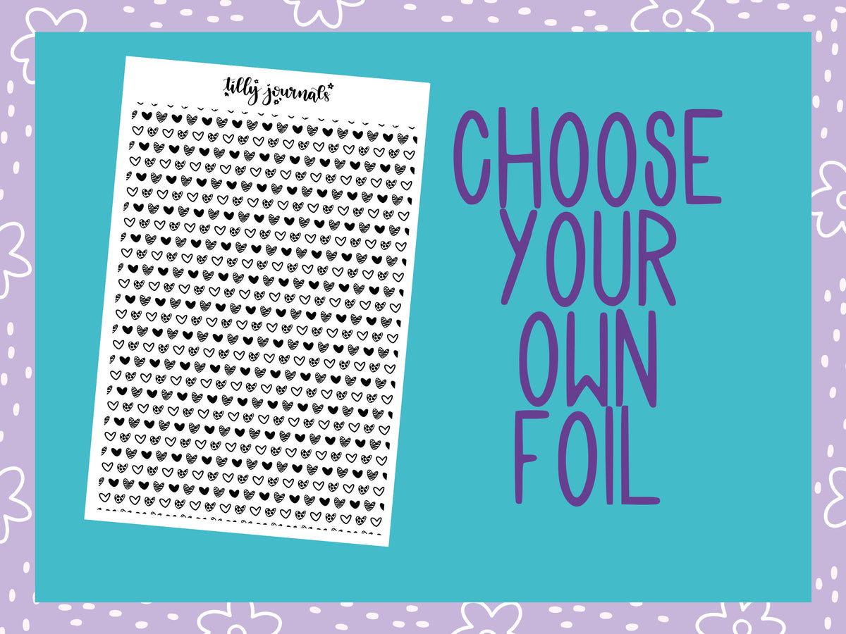 Scattered Doodle Hearts Underlays | Header and Full Box Stickers ...