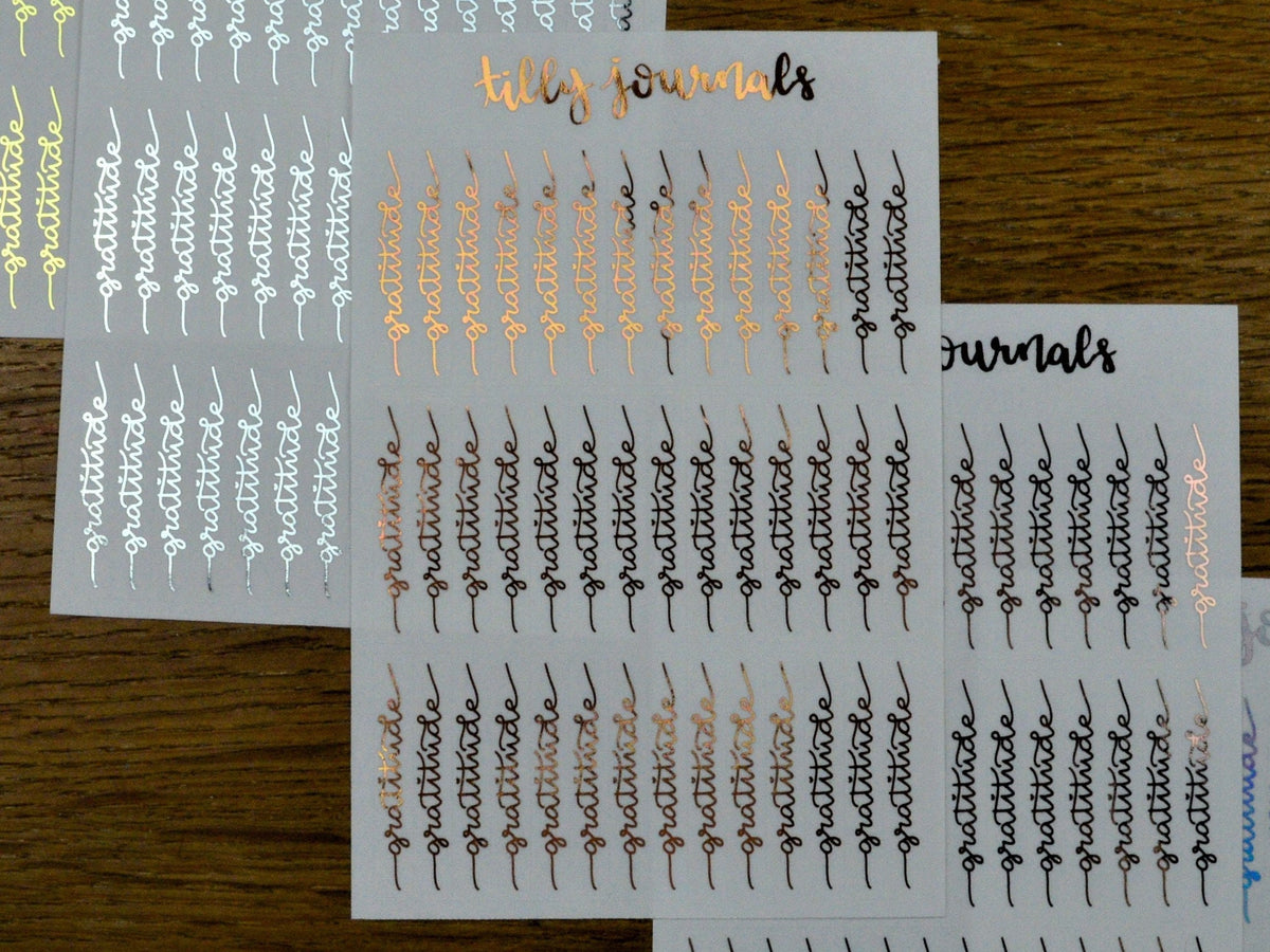Gratitude | Script Header Overlay Stickers – Tilly Journals